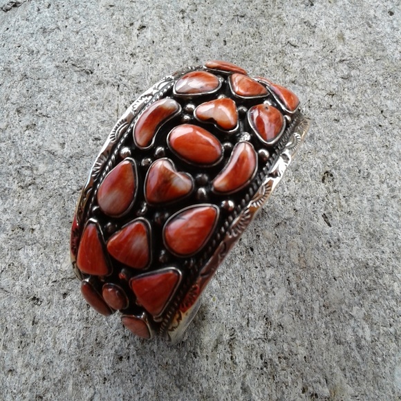 Jewelry | Sterling Silver Cuff Bracelet Red Spiny Oyster | Poshmark